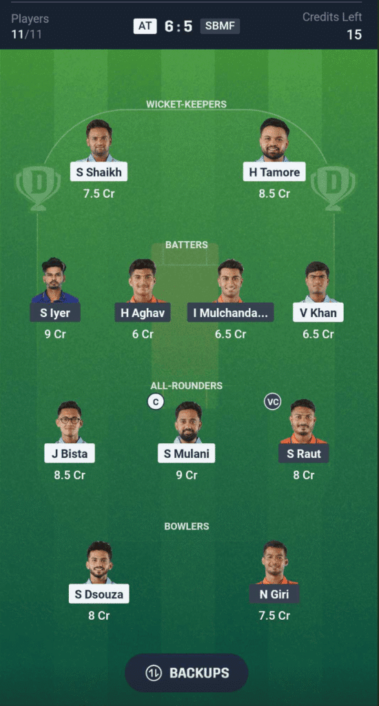 AT vs SBMF Dream11 Prediction Mumbai T20 (8 June 2025)