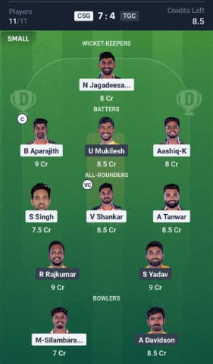 CSG vs TGC Dream11 Prediction Today TNPL (23 June 2025)