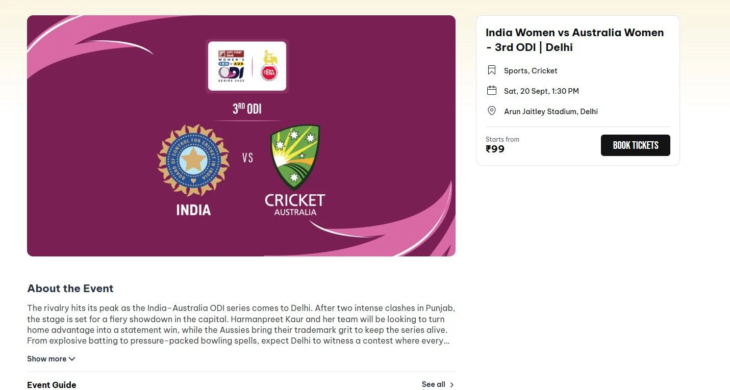 India Women vs Australia Women 2nd ODI Tickets 2025