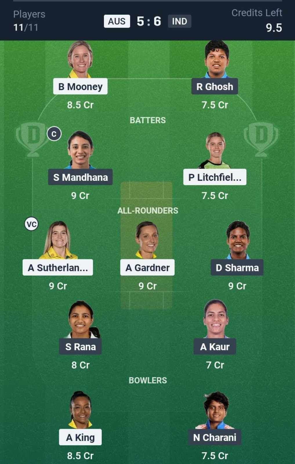 IND-W vs AUS-W SF 2 Dream11 Prediction ICC WC (30 Oct 2025)