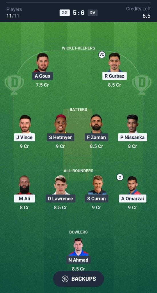 GG vs DV Dream11 Prediction Today ILT20 (12 Dec 2025)