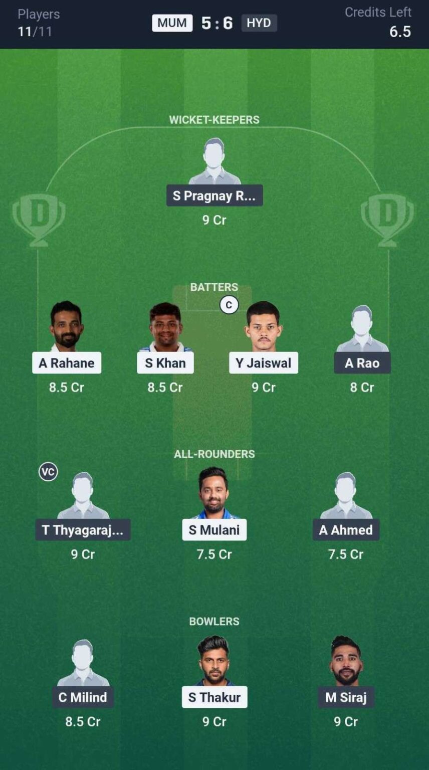 MUM vs HYD Dream11 Prediction SMAT (12 Dec)