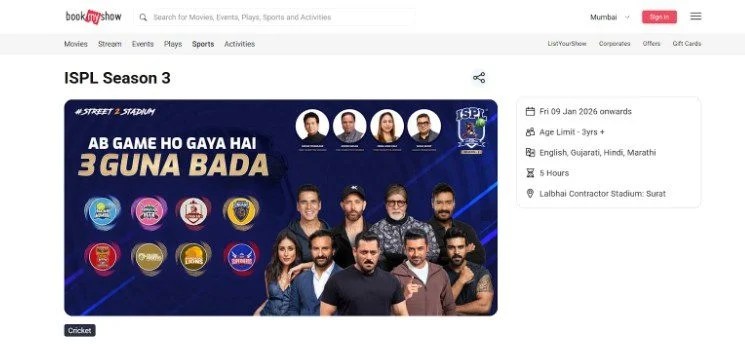 ISPL 2026 Season 3 Tickets: Booking Platforms & Prices