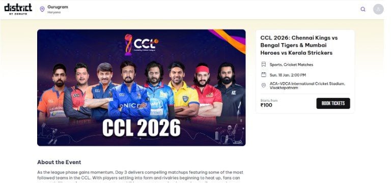 Celebrity Cricket League 2026 Tickets: Price, Booking & Venues